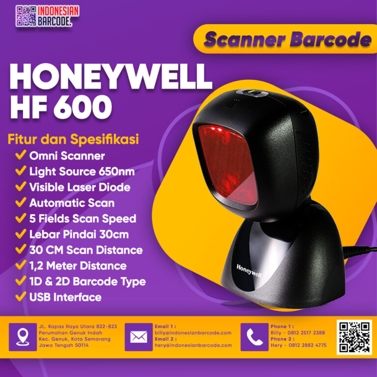 Honeywell HF600 Scanner Barcode 2D Indonesian Barcode Honeywell HF600 Scanner Barcode 2D Indonesian Barcode