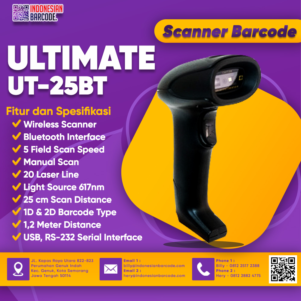 Ultimate UT 25BT Scanner Barcode Bluetooth Indonesian Barcode Ultimate UT 25BT Scanner Barcode Bluetooth Indonesian Barcode